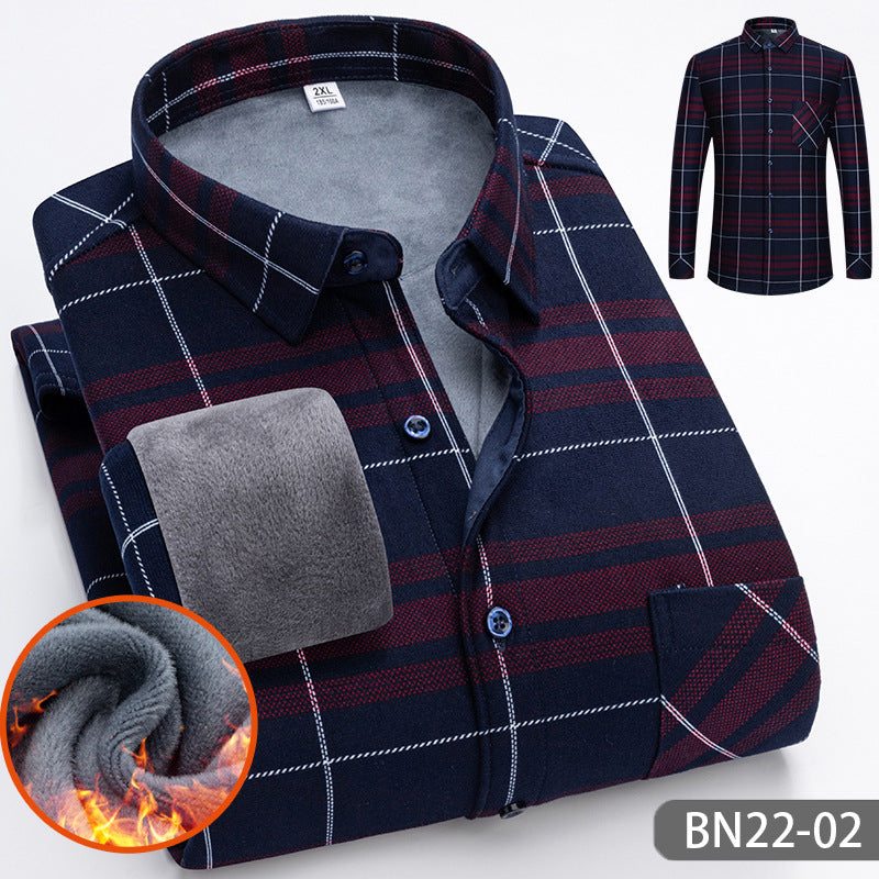 Autumn-winter Men's Casual Fleece Thickened Warm Shirt – holdonmy