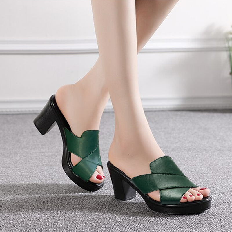 Women's Platform Slip on Chunky High Heel Sandals🌸Buy 2 pairs free shi ...